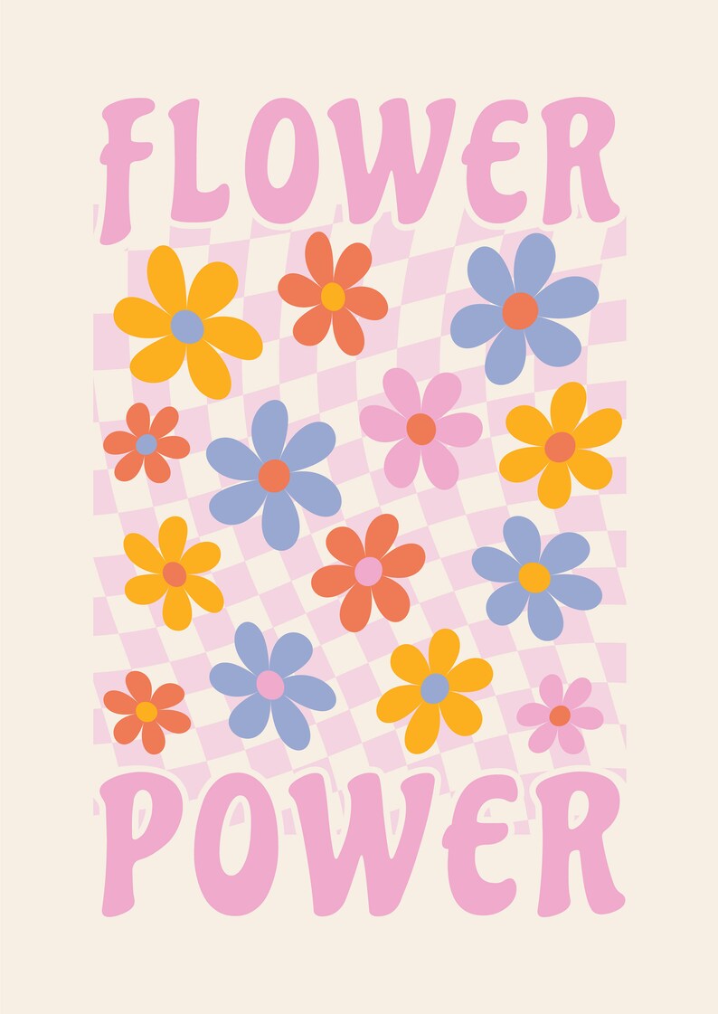 Flower Power Clipart EPS PNG Retro Flower Vectors Commerical Use 60s ...