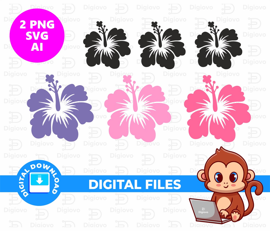 Hibiscus Svg Tropical Flower Svg Hawaiian Flower Svg Etsy