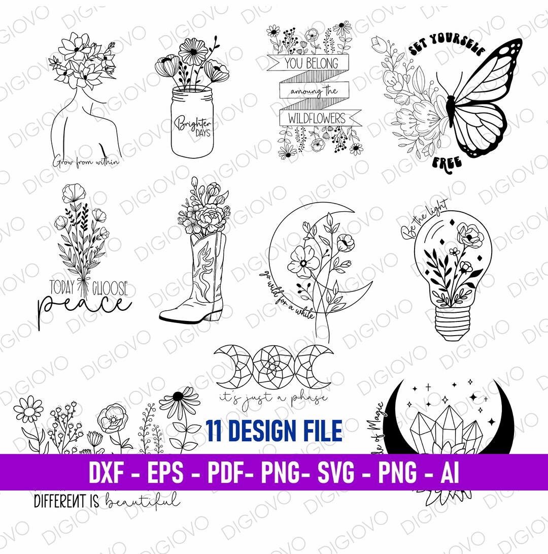 11 Wildflower SVG Bundle Wildflower Vector Wildflower Silhouette ...