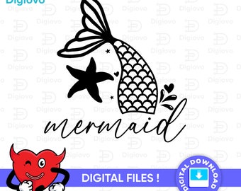 Mermaid Tail Split Monogram SVG, Mermaid Tail SVG Png, Mermaid Scales ...