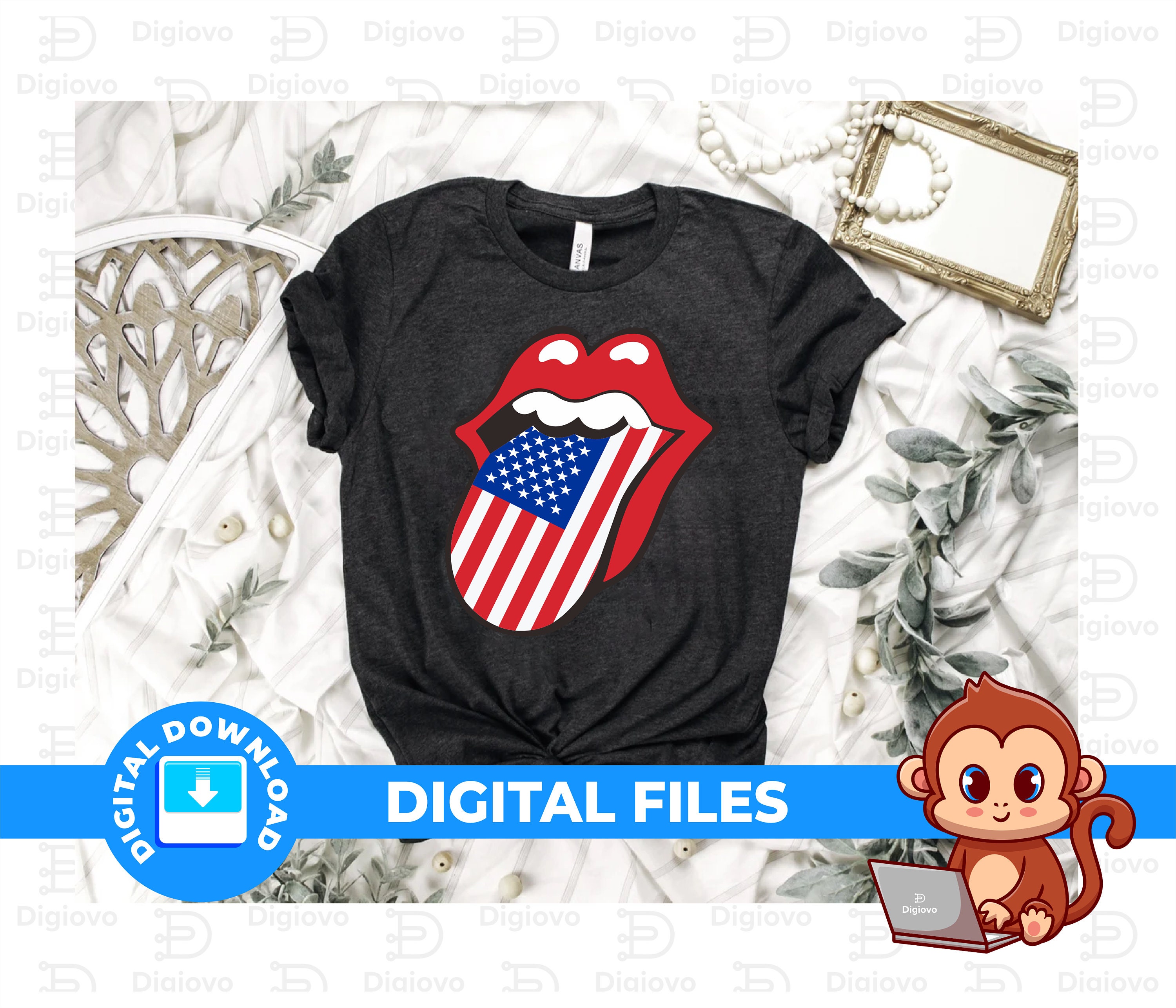 Vintage USA Lips SVG Vintage Lips American Flag Svg 4th of July Svg Usa ...