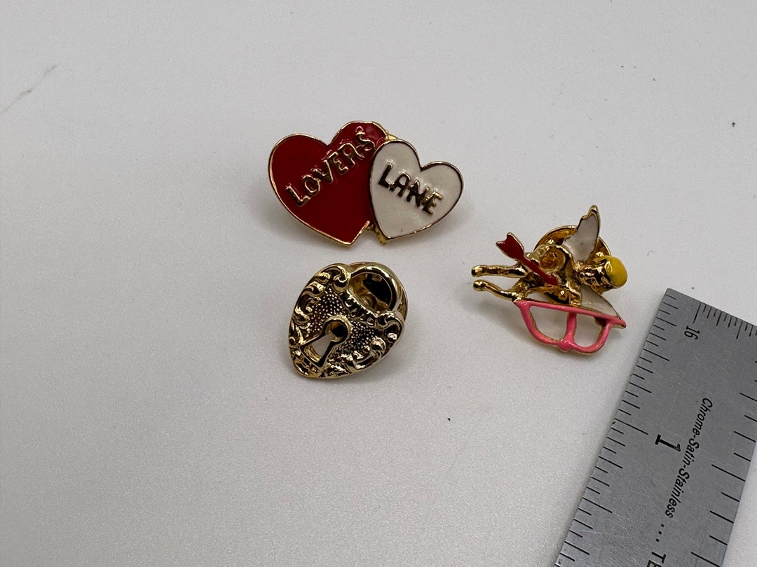 Vintage Trio of Valentines Tac Pins Old New Stock - Etsy