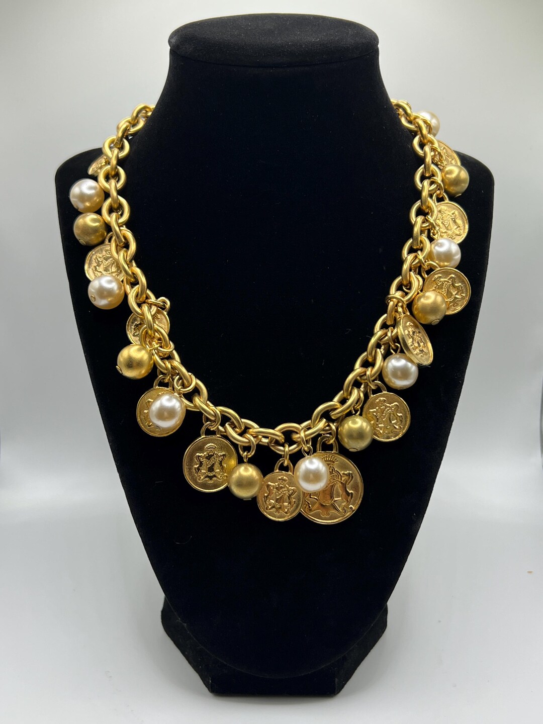 Vintage Giorgio Beverly Hills Coin and Pearl Necklace Designer Signed ...