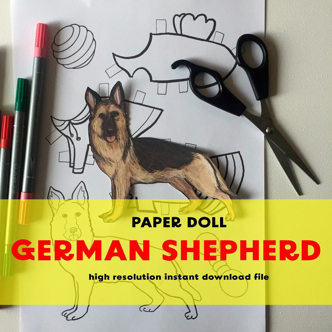 German Shepherd PRINTABLE DIGITAL Paper Doll Kit for Creative - Etsy