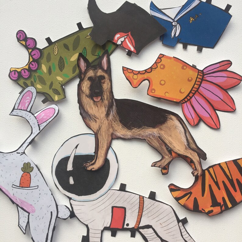 German Shepherd PRINTABLE DIGITAL Paper Doll Kit for Creative - Etsy