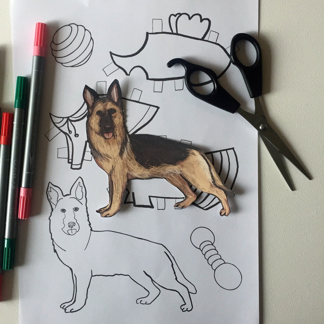 German Shepherd PRINTABLE DIGITAL Paper Doll Kit for Creative - Etsy