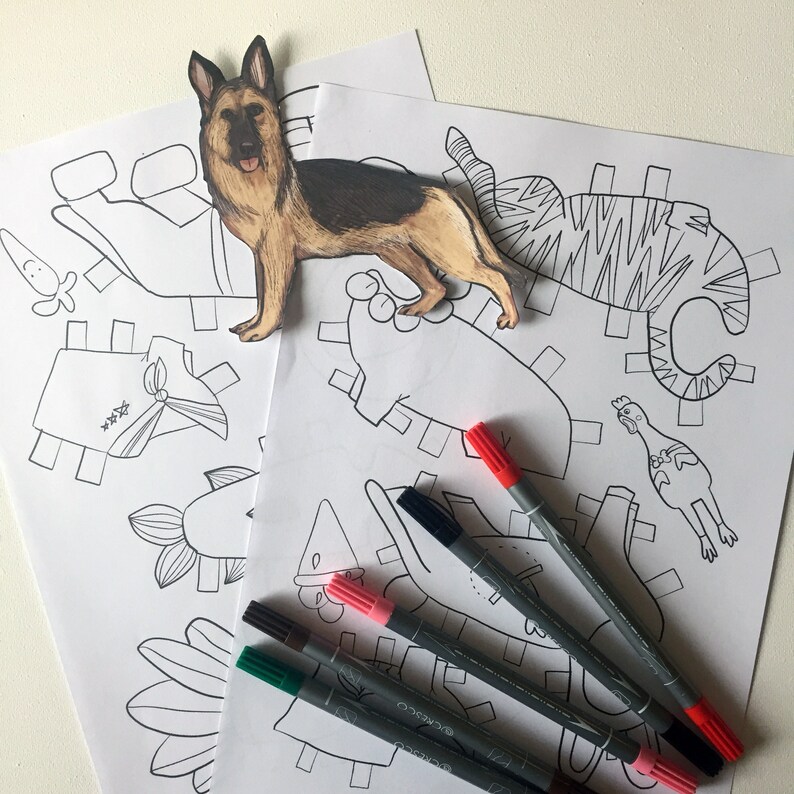 German Shepherd PRINTABLE DIGITAL Paper Doll Kit for Creative - Etsy
