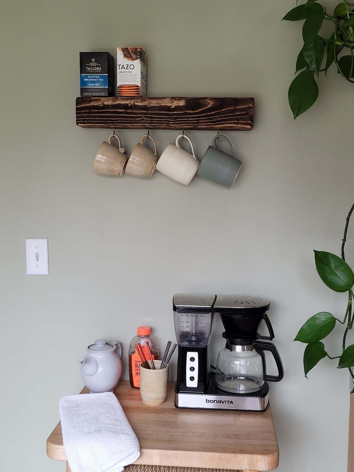 Rustic Floating Shelf Solid Wood Hand Hewn Look With Hooks - Etsy