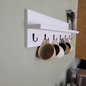 Floating Coffee Shelf With Cup Hooks/ Shallow Shelf - Etsy