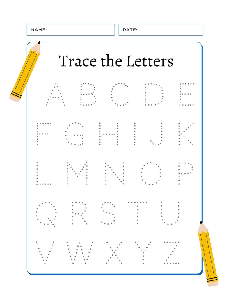 4 Trace Alphabet Letters and Numbers Hand Writing Sheets, Kids Learning ...