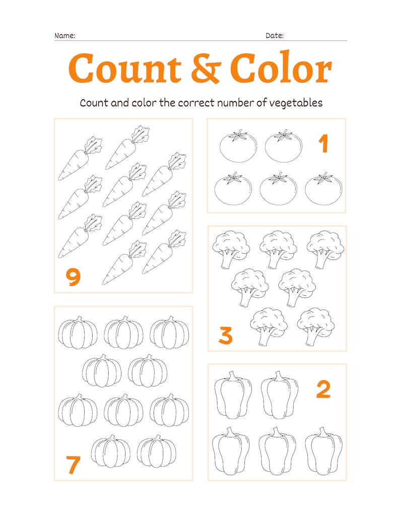 6 Kids Learning Math Counting Worksheets - Etsy
