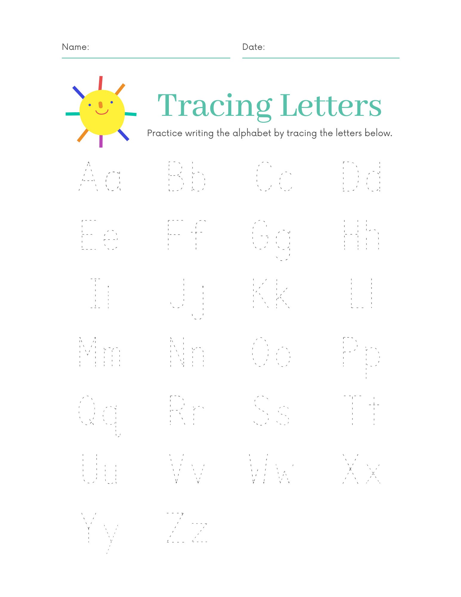 4 Trace Alphabet Letters and Numbers Hand Writing Sheets, Kids Learning ...