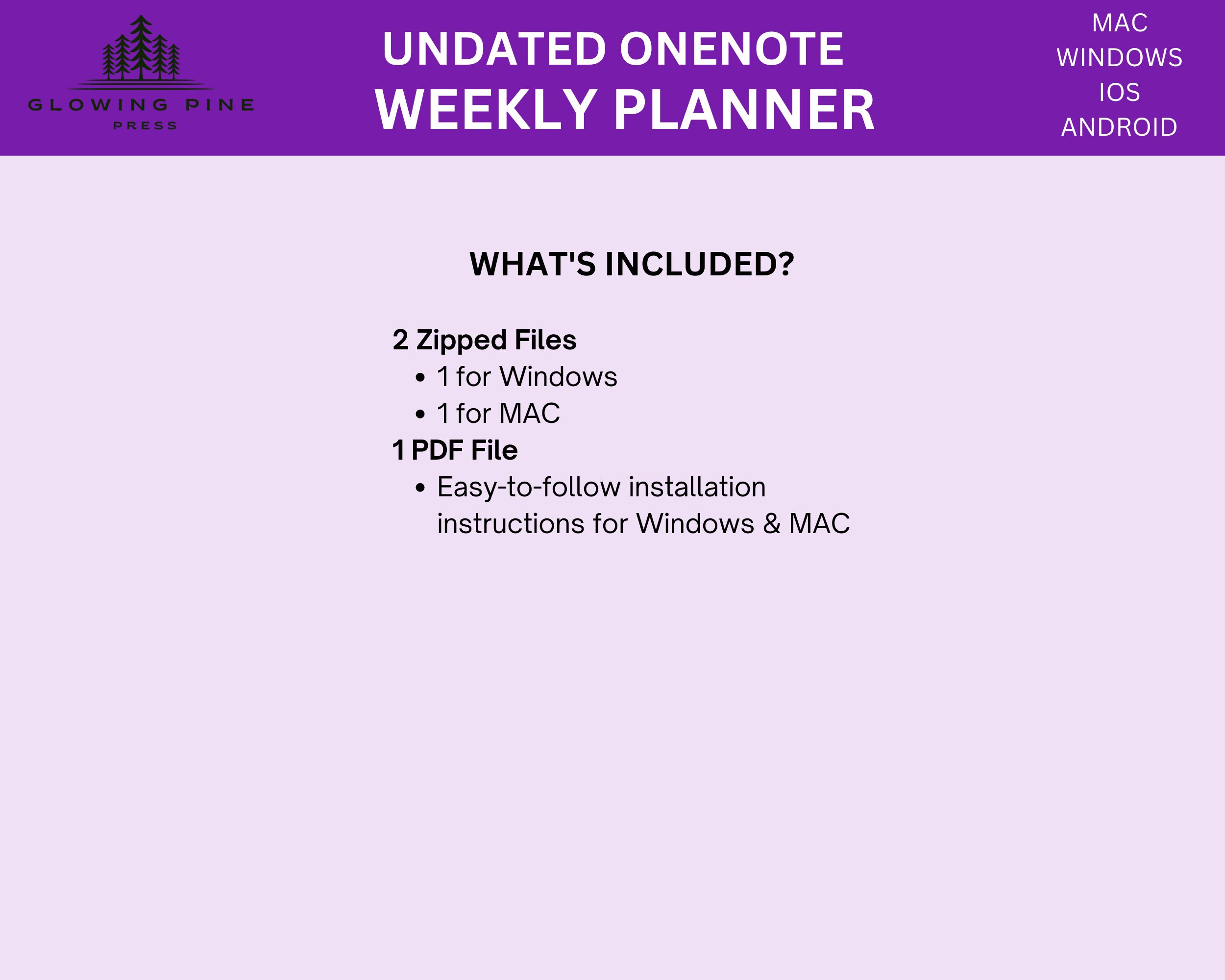 Onenote Weekly Planner Undated Onenote Planner Onenote - Etsy