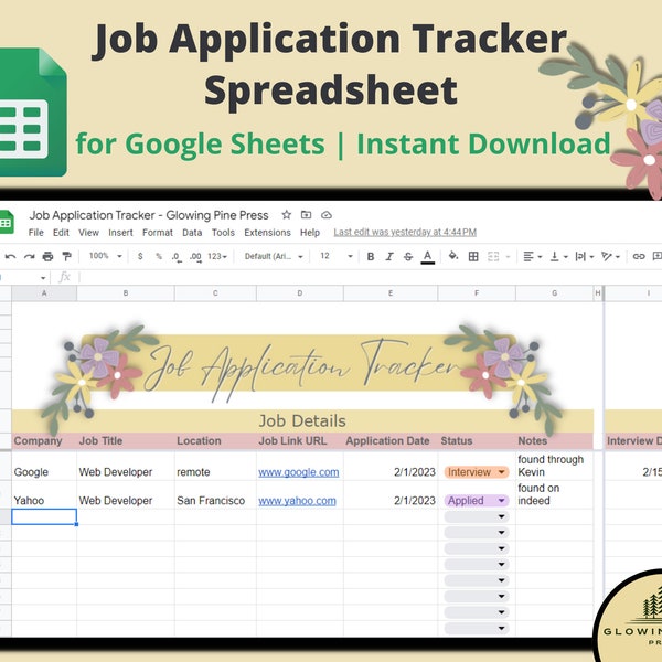 Google Sheet Job Application - Etsy