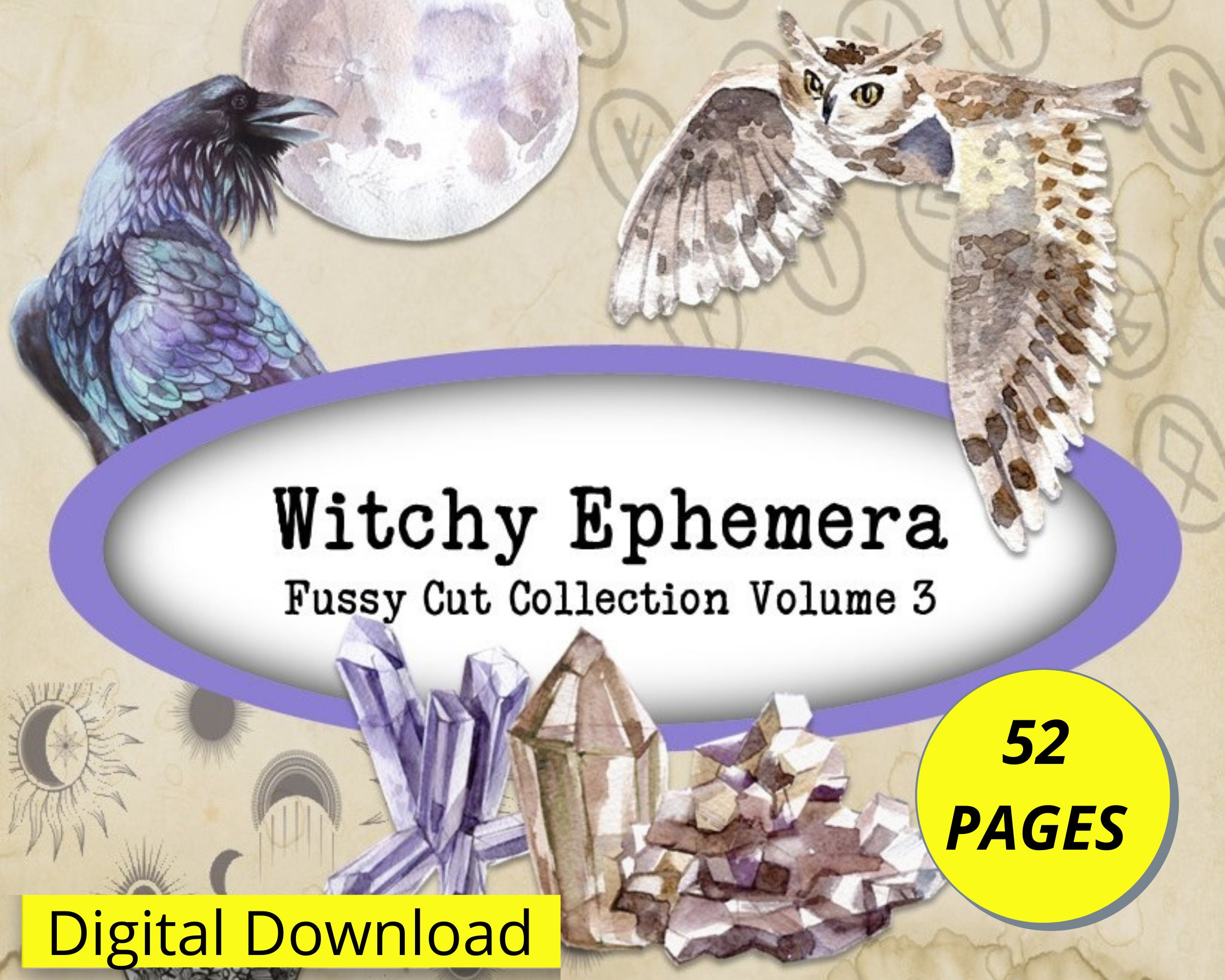 Printable Witchy Ephemera for Junk Journals, Witch Ephemera Digital ...