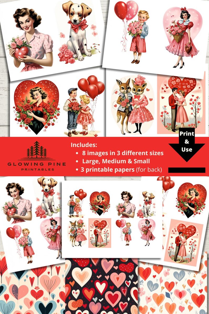 1950's Valentine’s Day Printable Ephemera-collection 1 for Junk ...