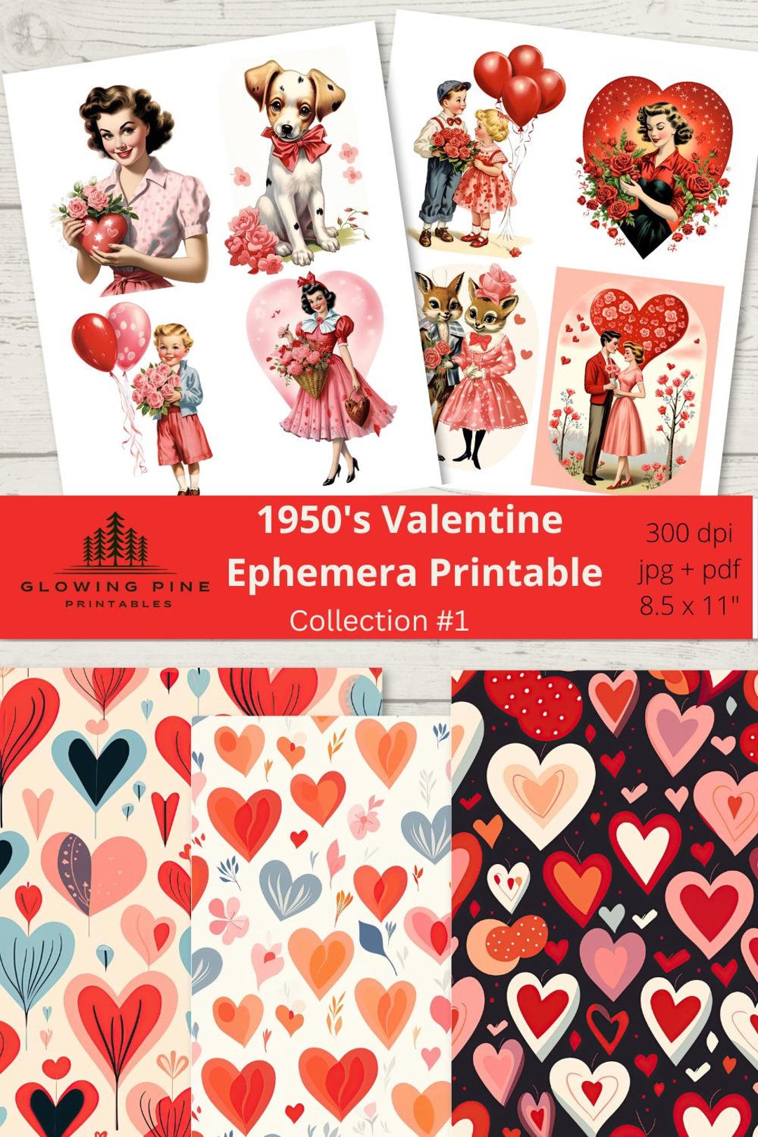 1950's Valentine’s Day Printable Ephemera-collection 1 for Junk ...