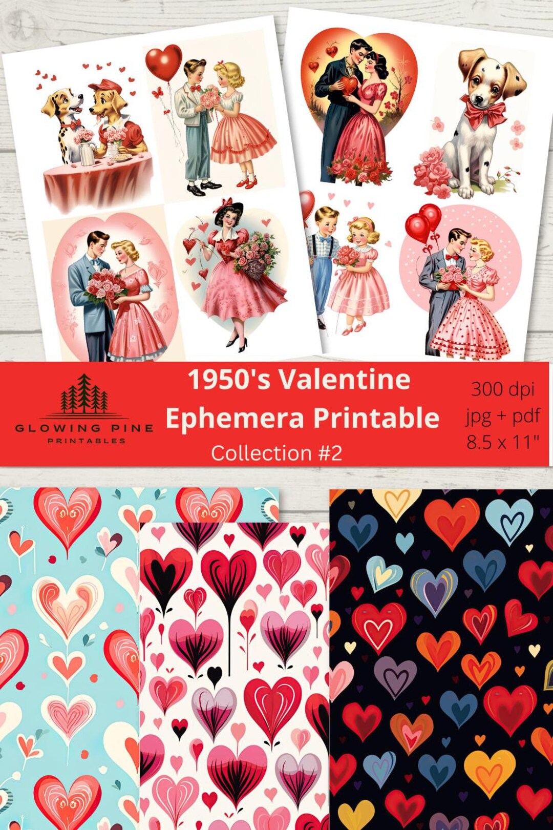 1950's Valentine’s Day Printable Ephemera-collection 2 for Junk ...