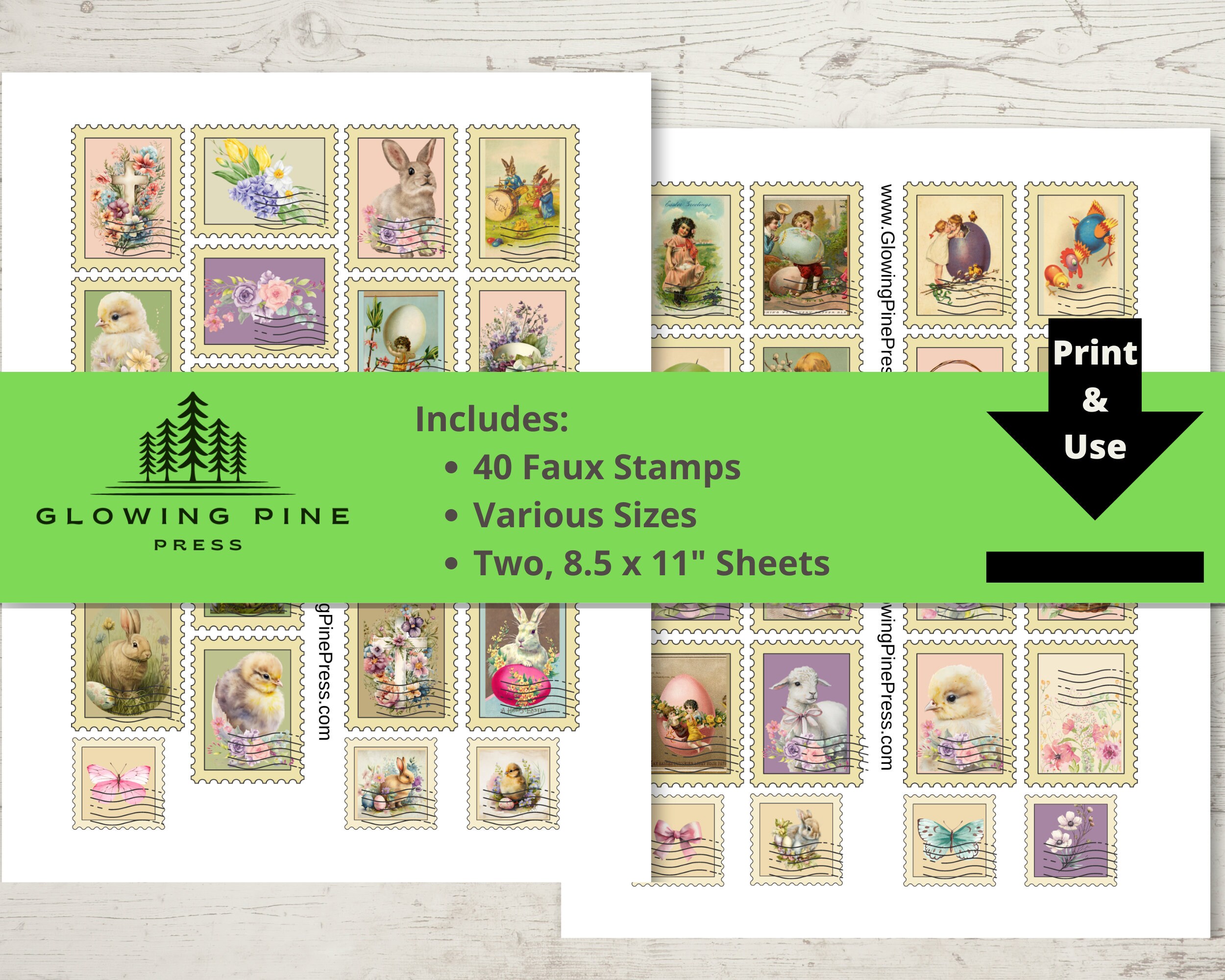 Printable Stamps Easter Ephemera Faux for Junk Journal, Vintage Easter ...