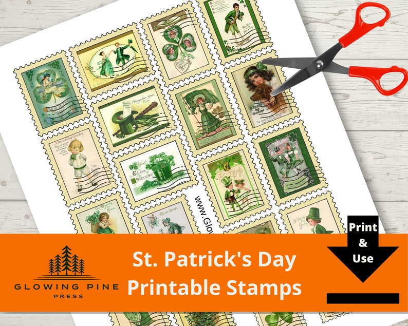 Printable Stamps St. Patrick's Day Ephemera Faux for Junk Journal ...
