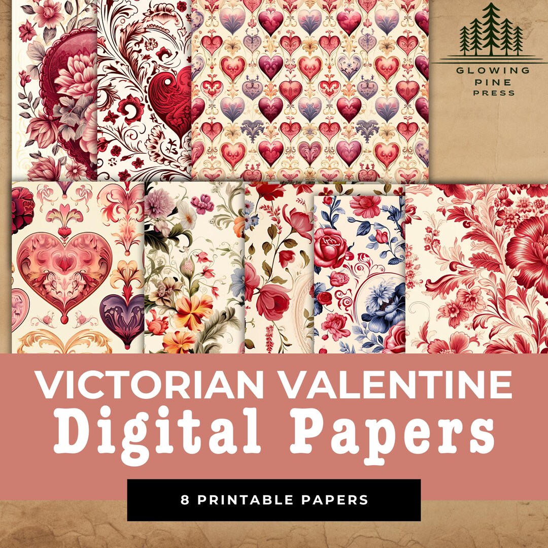 Victorian Valentine Junk Journal Papers, 8 Digital Papers, Download ...