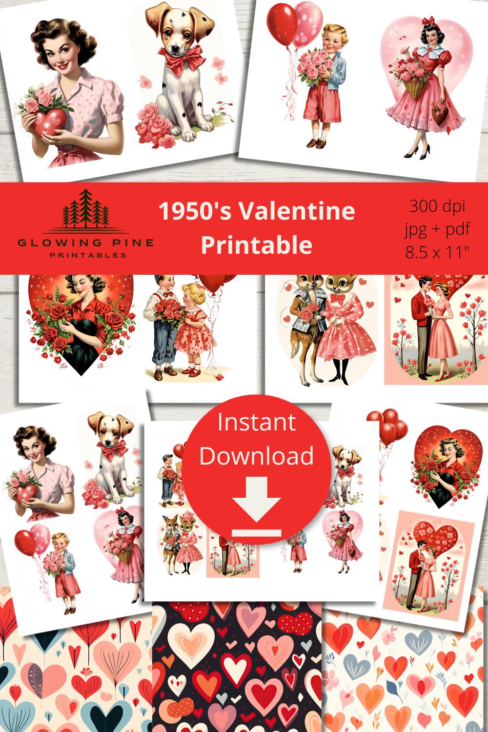 1950's Valentine’s Day Printable Ephemera-collection 1 for Junk ...