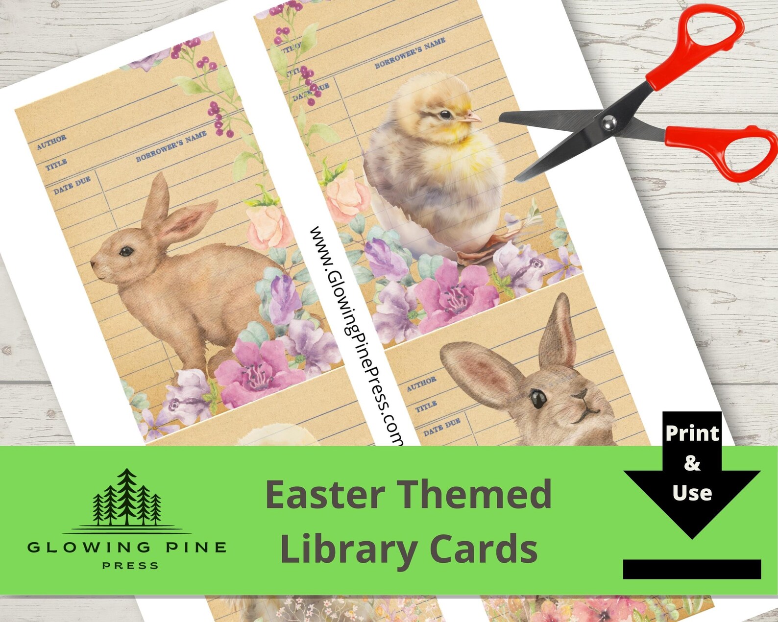 Easter Themed Library Cards for Junk Journals, Printable Journal Card ...