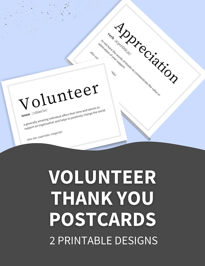 VOLUNTEER APPRECIATION Postcards_printable - Etsy