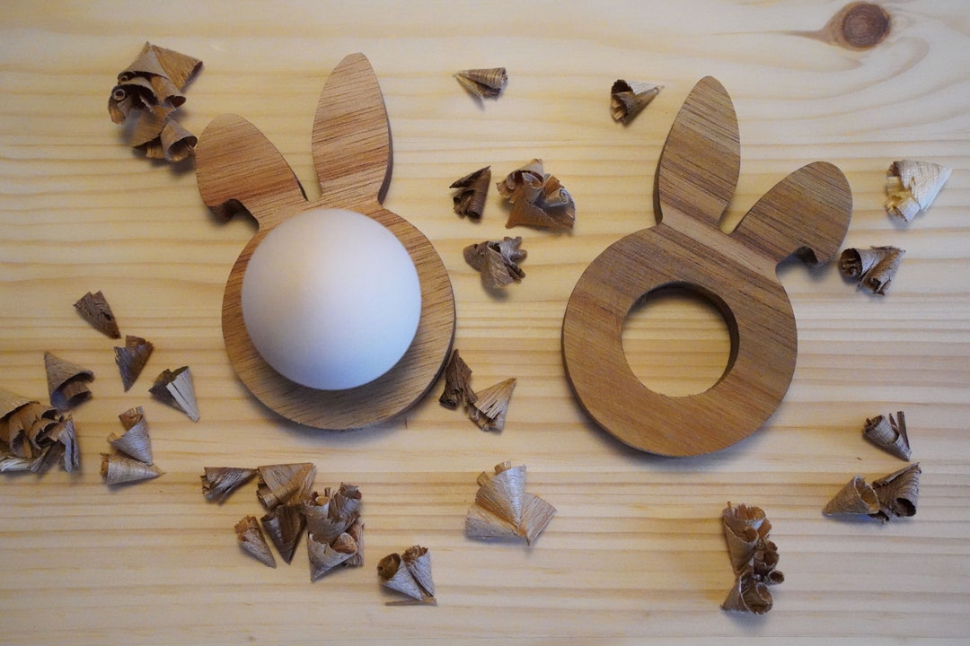 2er-Set Eierbecher Hase aus Akazienholz | Eierhalter aus Holz ...