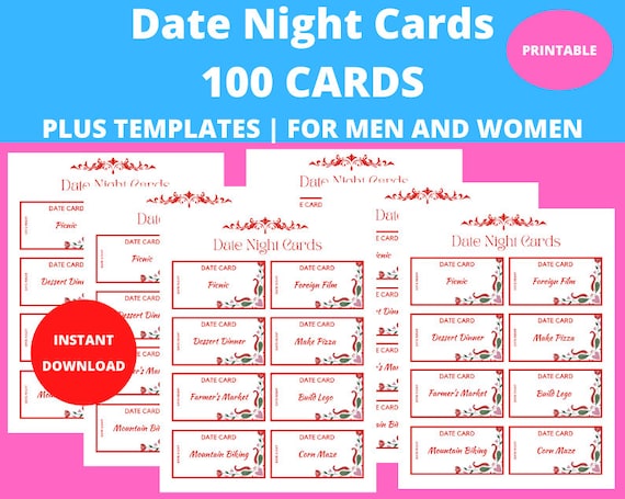 Date Night Cards : Date Idea Cards Romantic Fun Printable | Etsy