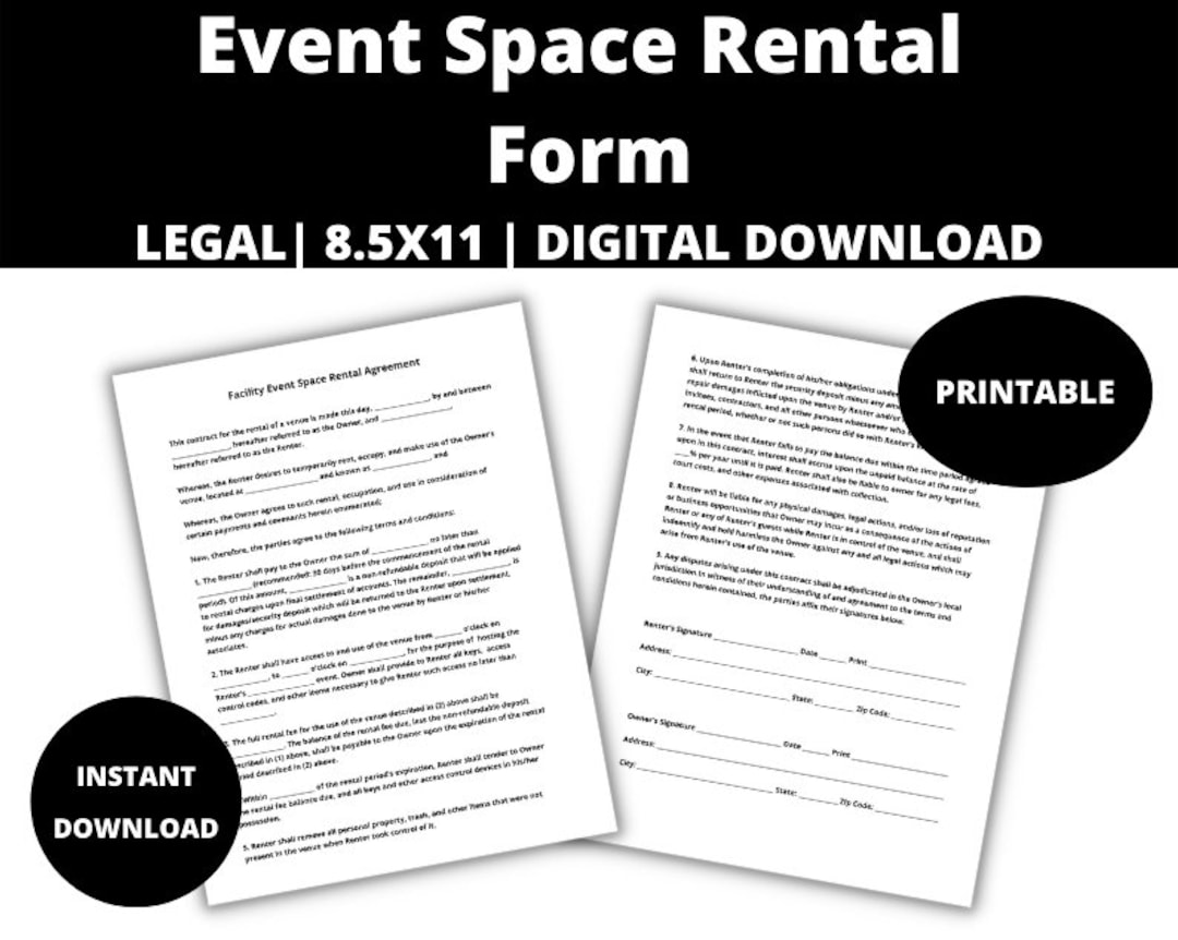 Event Space Rental Form : Venue Rentals, Hall Rentals, Party Rooms ...