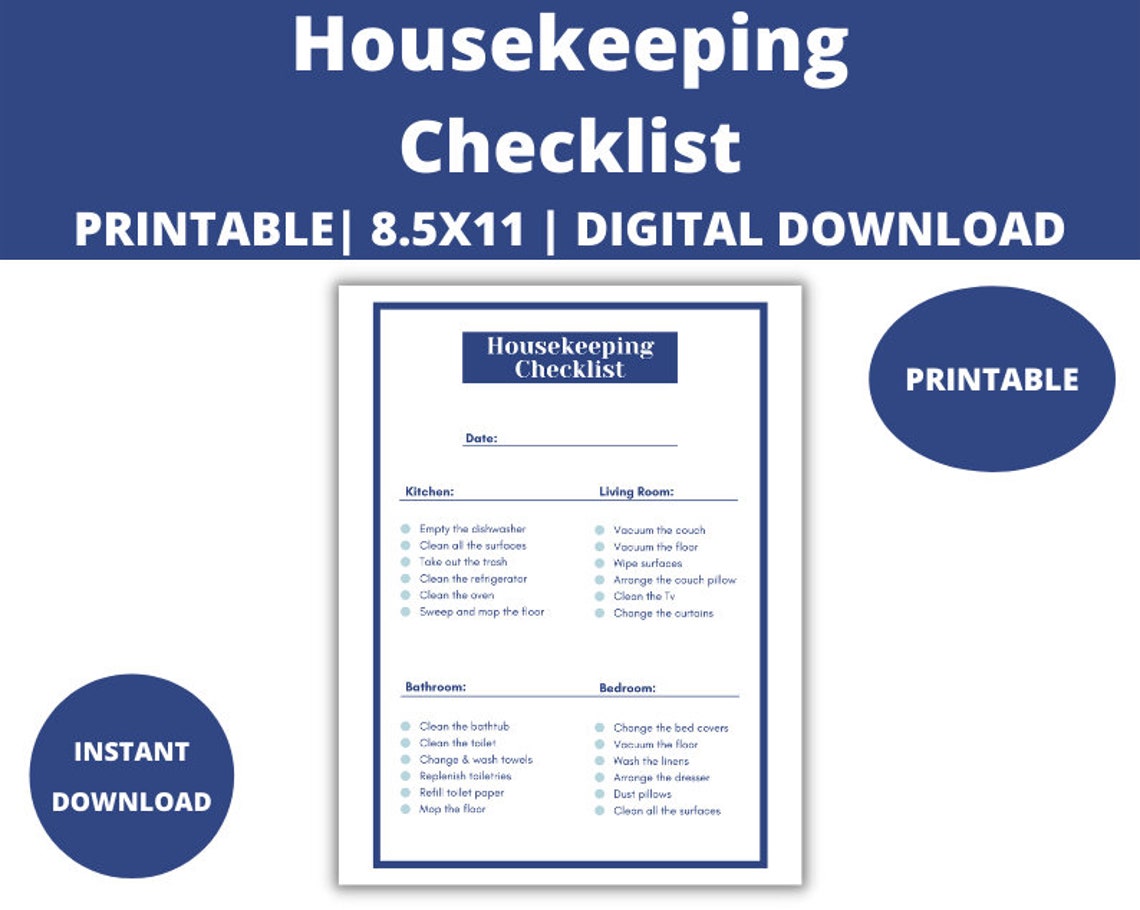 Housekeeping Checklist : Housecleaning Checklist, Housekeeping Services ...
