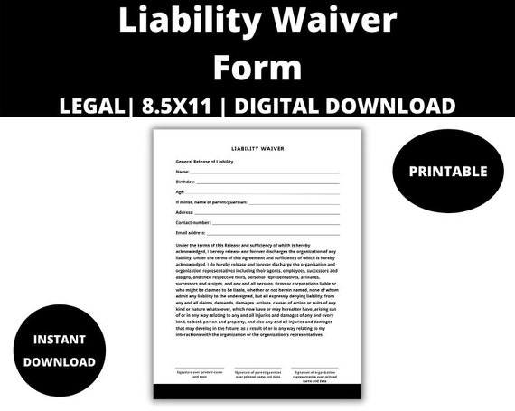 Liability Waiver Form : General Liability Waiver Liability - Etsy