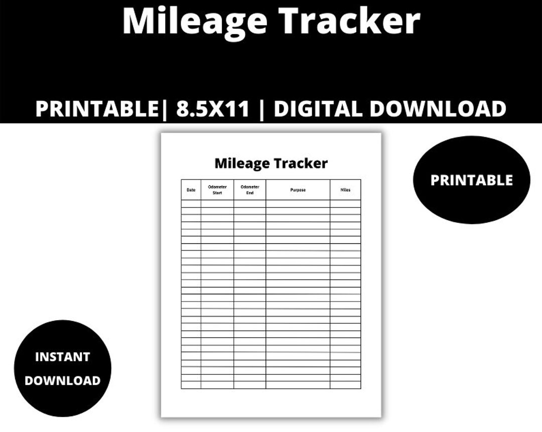 Printable Mileage Tracker Log (PDF, JPG, PNG) - Etsy