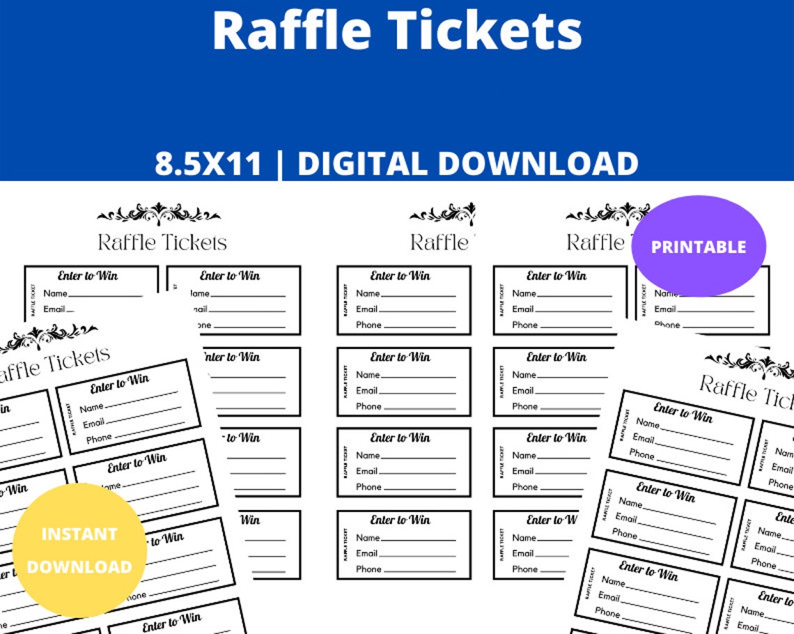 Raffle Tickets : Printable Black and White Raffle Cards for Any Event ...