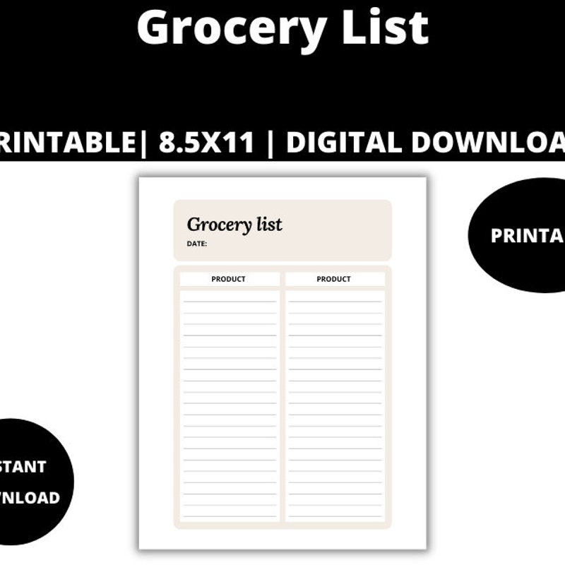 Basic Grocery List - Etsy