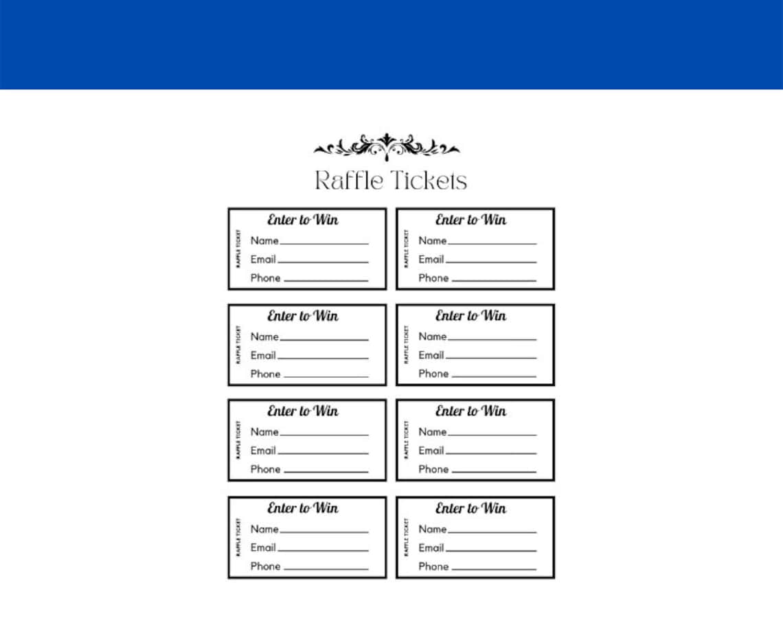Raffle Tickets : Printable Black and White Raffle Cards for Any Event ...