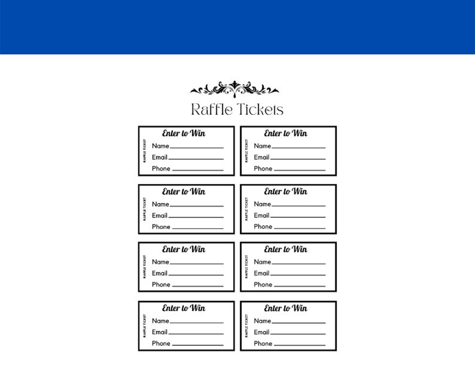 Raffle Tickets : Printable Black and White Raffle Cards for Any Event ...