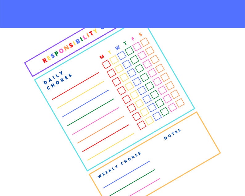 Responsibility Chore Chart : Printable, Daily, Weekly, and Color ...