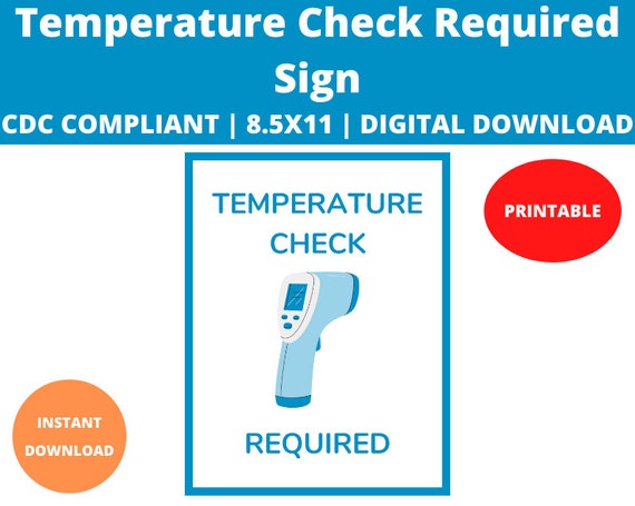 Temperature Check Required Covid-19 Sign : Take Temperature | Etsy