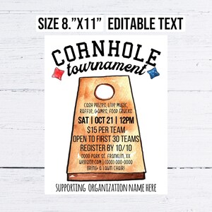 Editable Cornhole Tournament Flyer Digital Download Instant - Etsy