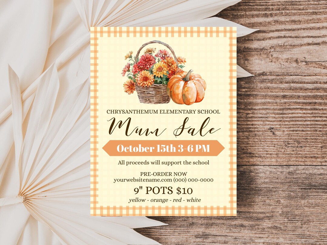 Editable Mum Sale Flyer Template, Fall Fundraiser Flyer, Printable ...