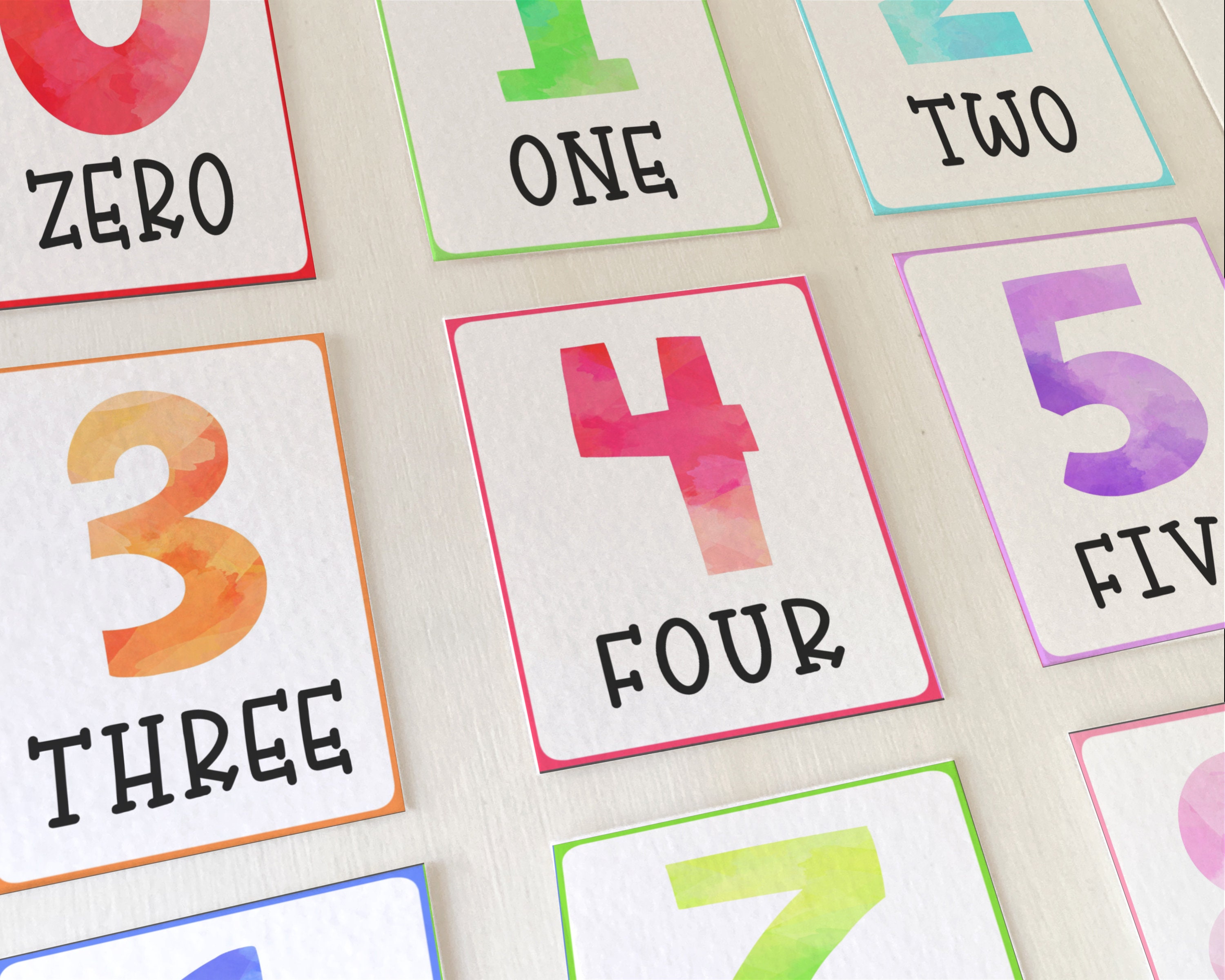 Printable Numbers Flash Cards: 1-10 Counting Flashcards (digital) - Etsy