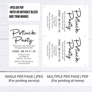 Editable Potluck Party Invitation Template - Etsy