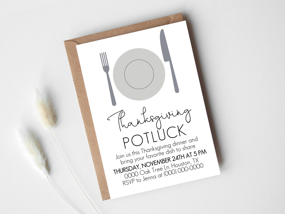 Editable Thanksgiving Potluck Invitation Template, Friendsgiving Dinner ...