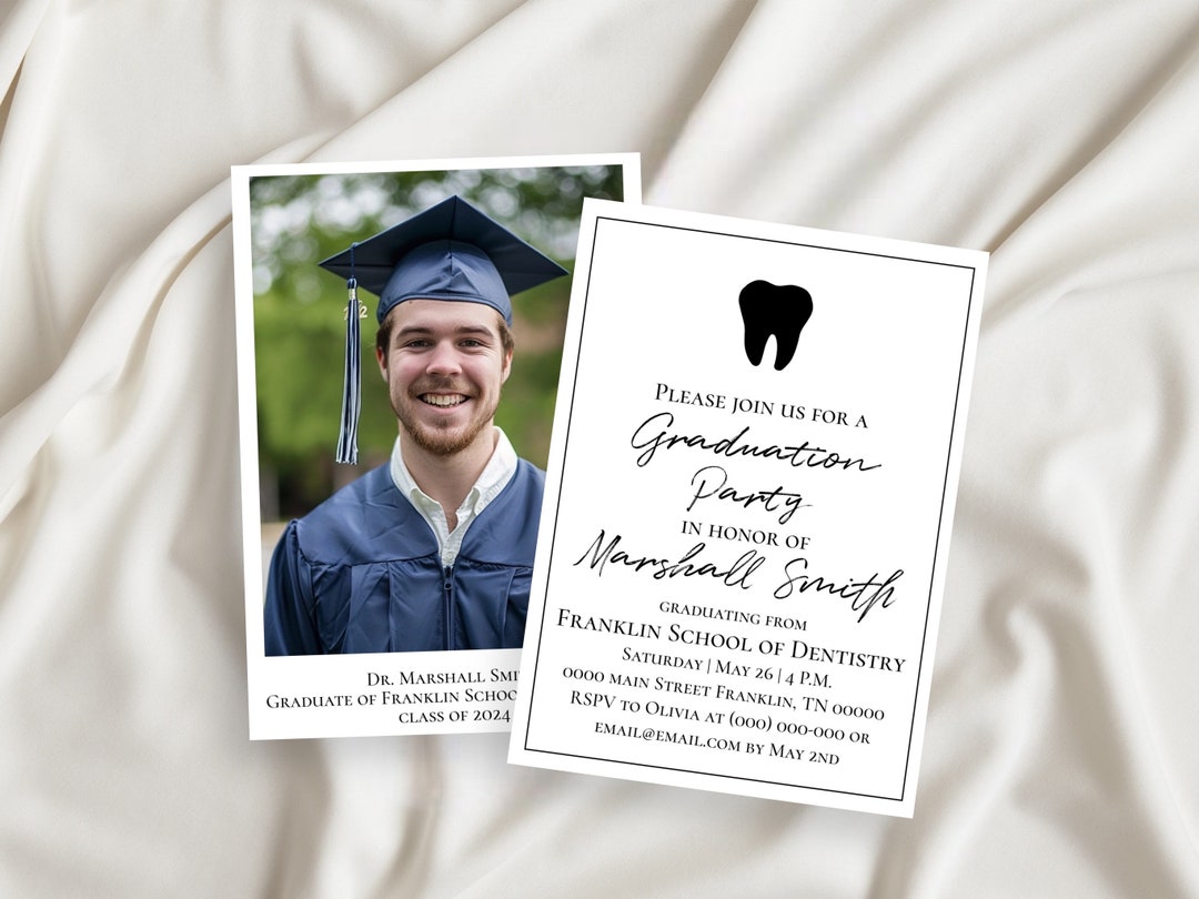 Dental School Graduation Party Invitation Template, Dentist Grad Invite ...