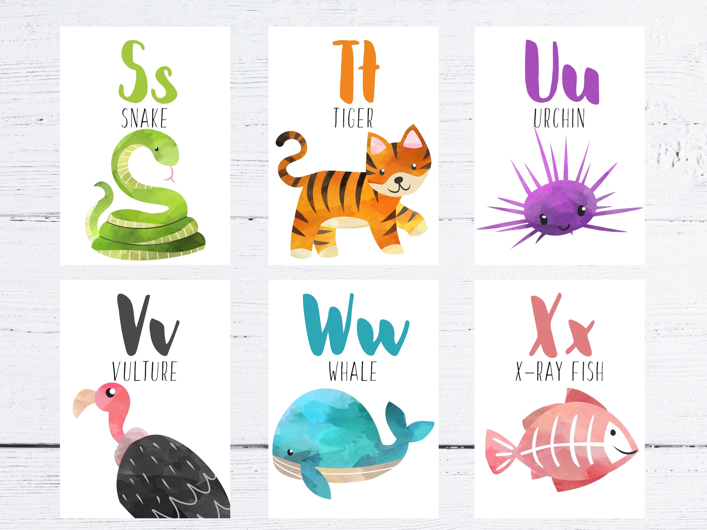 Printable Animal Alphabet Flash Cards Digital Download | Etsy UK