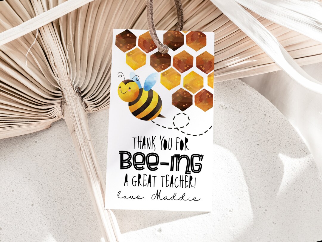 Editable Bee Teacher Appreciation Tag Template - Etsy