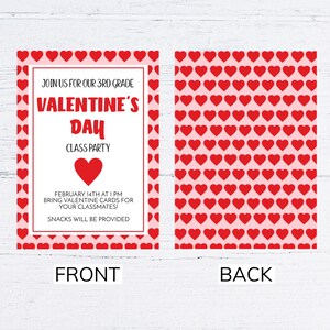 Editable Valentines Day Class Party Invitation Template - Etsy