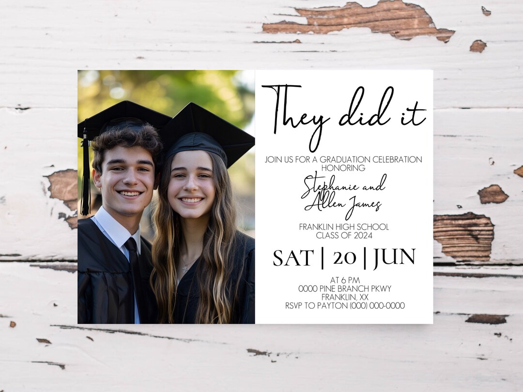 They Did It Graduation Party Invitation Template, Printable Double ...
